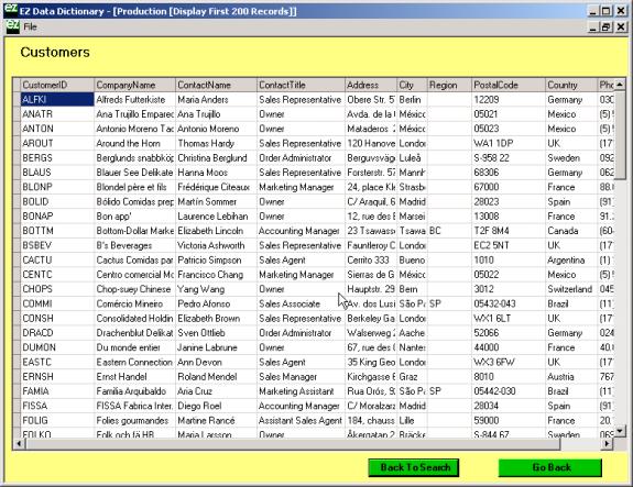 EZ Data Dictionary DBMS Tools